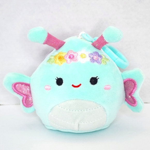 Squishmallows | Toys | Reina Aqua Blue Butterfly W Floral Crown Clip ...